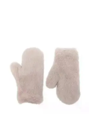 Max Mara Ombrato Teddy Mittens - Neutrals