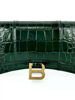 Balenciaga Hourglass Crocodile-embossed Clutch Bag
