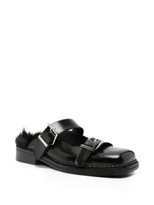 Simone Rocha Faux-fur Buckle Mules - Black