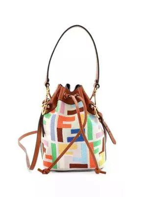 FENDI Mon Tresor Zucca Embroidered Canvas Mini Bucket Bag