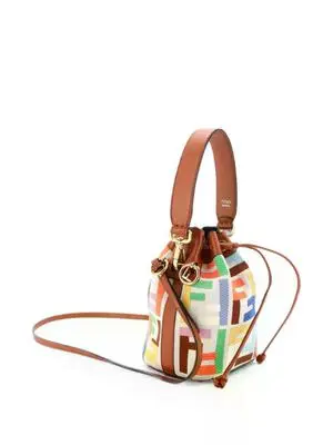 Fendi Mon Tresor Zucca Embroidered Canvas Mini Bucket Bag