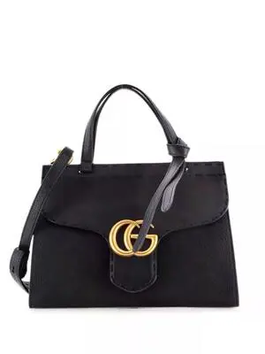 Gucci Gg Marmont Top Handle Bag Leather Mini Satchel - Black