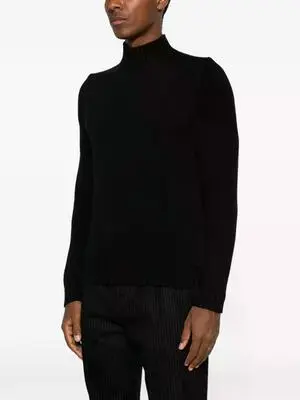 Fedeli Ribbed-knit High-neck Pullover - Black