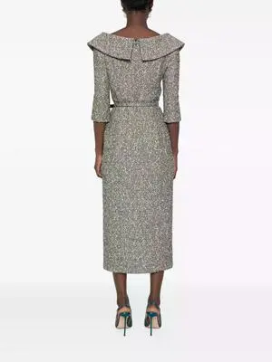 Alessandra Rich Off-shoulder Sequin-tweed Midi Dress