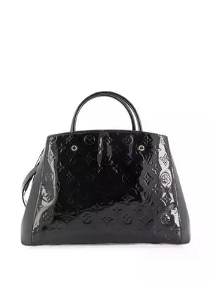 LOUIS VUITTON Montaigne Handbag Monogram Vernis Mm Tote Bag - Black