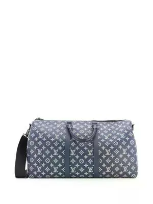 LOUIS VUITTON Keepall Bandouliere Bag Monogram Shadow Leather 50 Travel Bag