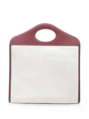 Burberry Pocket Canvas Tote Bag - White