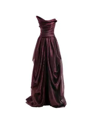 GEMY MAALOUF Strapless Draped Gown - Red