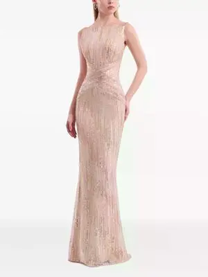 GEMY MAALOUF Criss-cross Beaded Gown