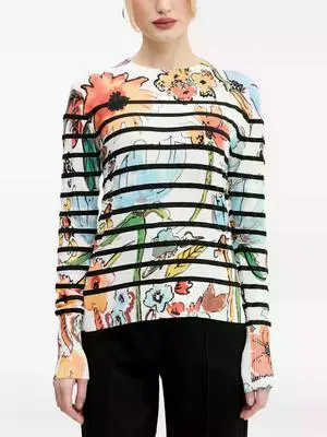 Desigual Floral-print Striped Sweater
