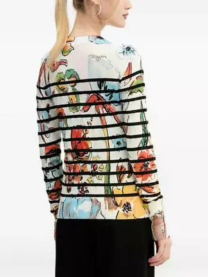 Desigual Floral-print Striped Sweater
