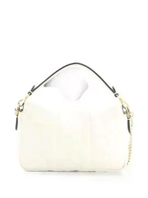 Fendi Baguette Nm Bag Zucca Embossed Leather Mini Crossbody Bag - White