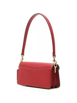 COACH Logo-plaque Pebbled-leather Shoulder Bag - Red