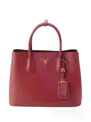 Prada 2010-2026 Medium Saffiano Cuir Double Satchel - Red