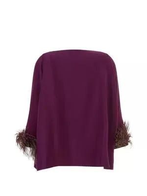 GIANLUCA CAPANNOLO Feather-trim Boat-neck Blouse - Purple