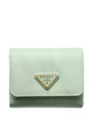 Prada Triangle-logo Leather Wallet - Green