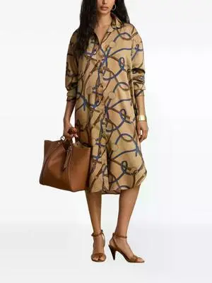 Ralph Lauren Belting-print Twill Midi Shirt Dress