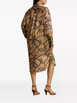 Ralph Lauren Belting-print Twill Midi Shirt Dress