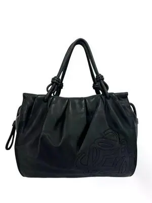 Loewe 2010-2026 Leather Anagram Tote Bag - Black