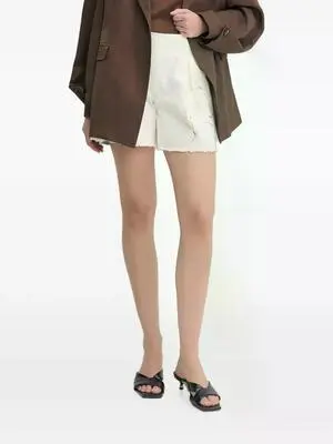 Luisa Spagnoli Acile Embroidered Raw-edge Shorts - White