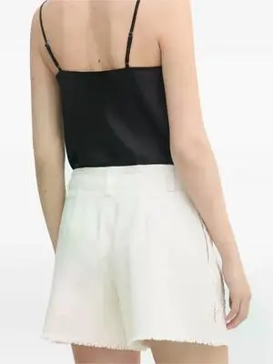 Luisa Spagnoli Acile Embroidered Raw-edge Shorts