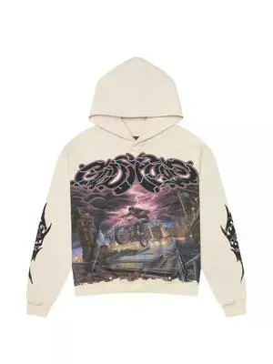 GODSPEED Graphic-print Bmx Hoodie - Neutrals
