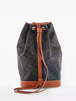 Celine Sailor Bag Triomphe Coated Canvas Medium Bucket Bag - Brown