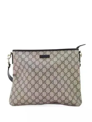 Gucci Zip Top Messenger Bag Gg Coated Canvas Medium Crossbody Bag - Brown