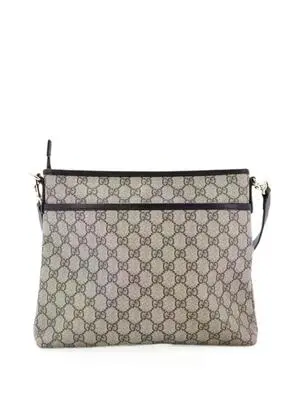 Gucci Zip Top Messenger Bag Gg Coated Canvas Medium Crossbody Bag