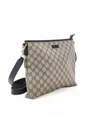 Gucci Zip Top Messenger Bag Gg Coated Canvas Medium Crossbody Bag