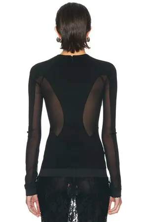Attico Ponte Jersey Top With Mesh Paneling