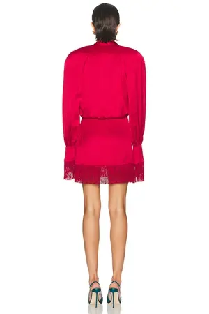 ROWEN ROSE Satin Fringe Mini Dress