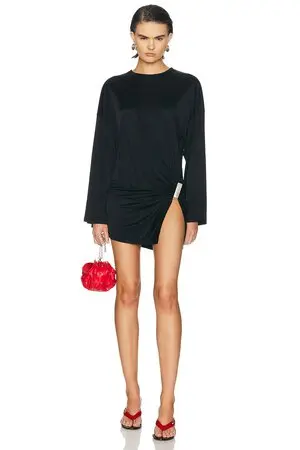Attico Drape Slit Mini Dress - Black