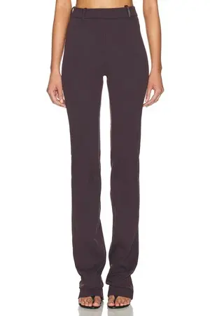 Attico Slim Long Pant In Brown - Dark Brown