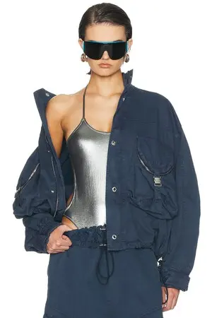 Attico Utility Bomber Jacket In Navy