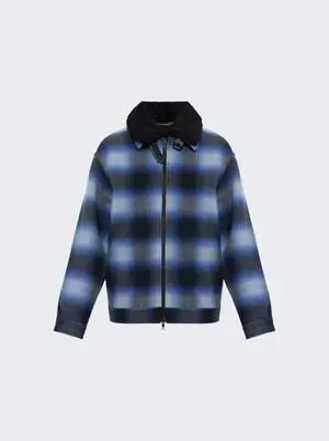 Balenciaga Flannel Bomber Jacket And Black - Blue