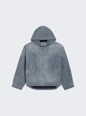 Balenciaga Denim Stitch Hooded Jacket - Blue
