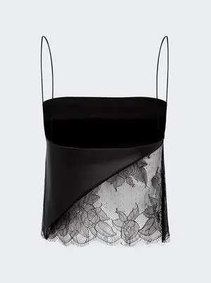 Alex Perry Camisole Top In Leather & Lace