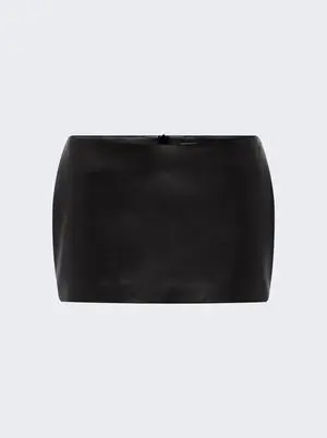 Alex Perry Low Rise Mini Skirt In Leather - Black