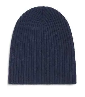 Johnstons Of Elgin Cashmere Ribbed Beanie - Navy