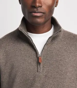 Johnstons Of Elgin Cashmere Quarter-zip Sweater - Brown