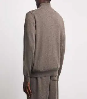 Johnstons Of Elgin Cashmere Quarter-zip Sweater - Brown