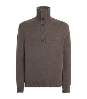 Johnstons Of Elgin Cashmere Button-neck Sweater