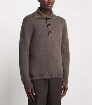 Johnstons Of Elgin Cashmere Button-neck Sweater