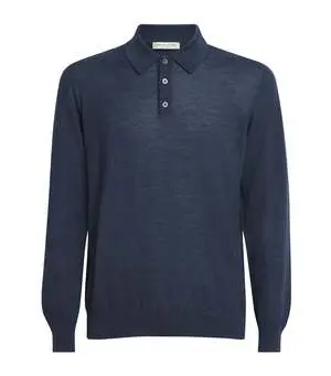 Johnstons Of Elgin Superfine Cashmere Polo Shirt - Navy