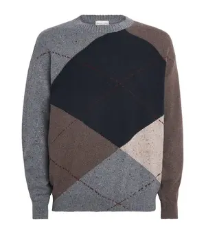 Johnstons Of Elgin Cashmere Exploded Argyle Sweater
