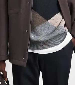 Johnstons Of Elgin Cashmere Exploded Argyle Sweater