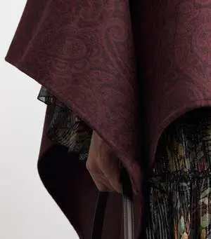 Etro Wool-blend Paisley V-neck Cape