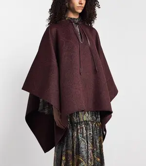 Etro Wool-blend Paisley V-neck Cape