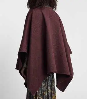 Etro Wool-blend Paisley V-neck Cape